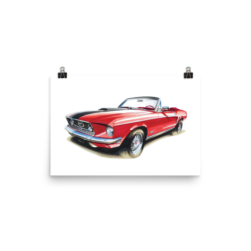 Mustang Convertible | Poster - Reproduction of Original Artwork by Our